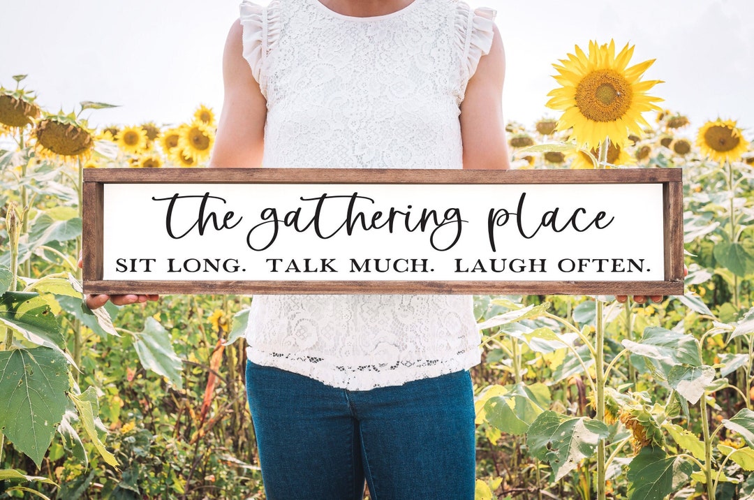 Gathering Place Framed Wood Sign: Farmhouse Living Room Decor - Etsy
