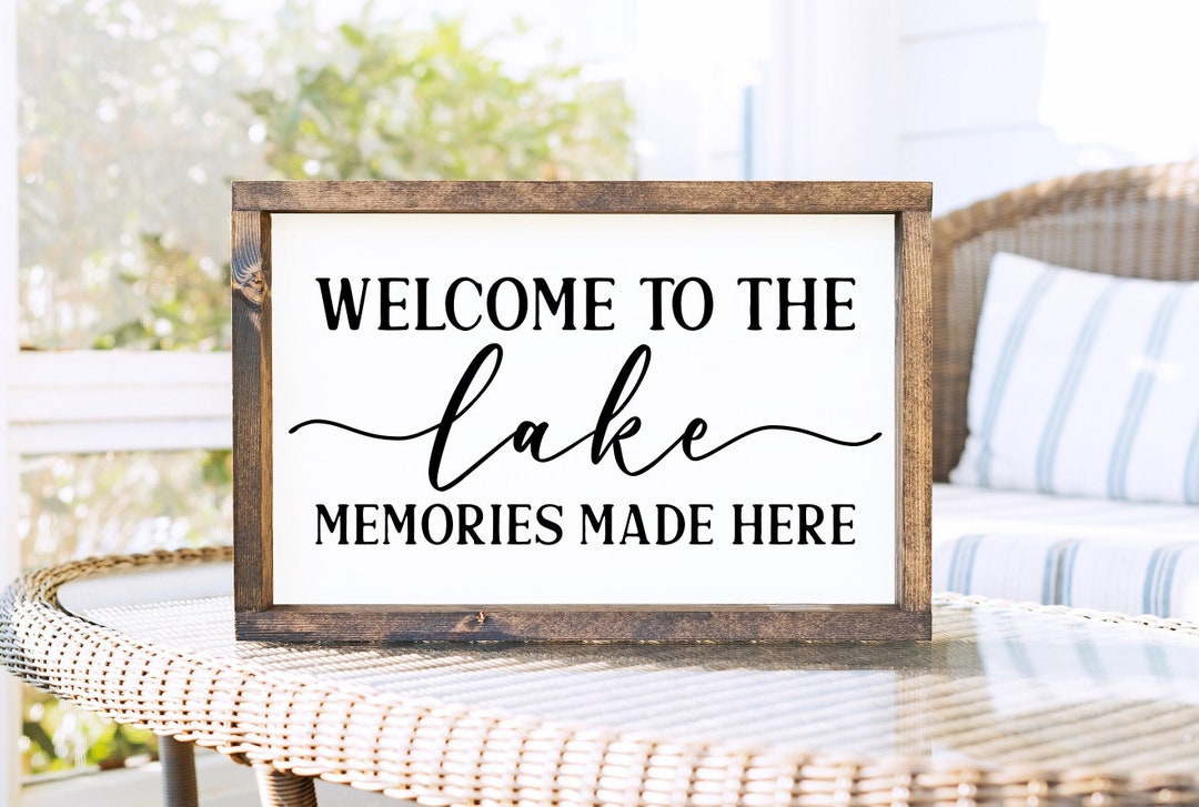 Welcome to the Lake Wood Sign: Framed Lakehouse Decor - Etsy