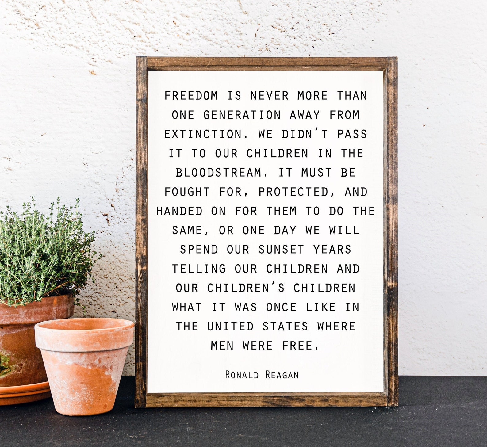 Patriotic Wall Art Ronald Reagan Freedom Quote Farmhouse Sign - Etsy