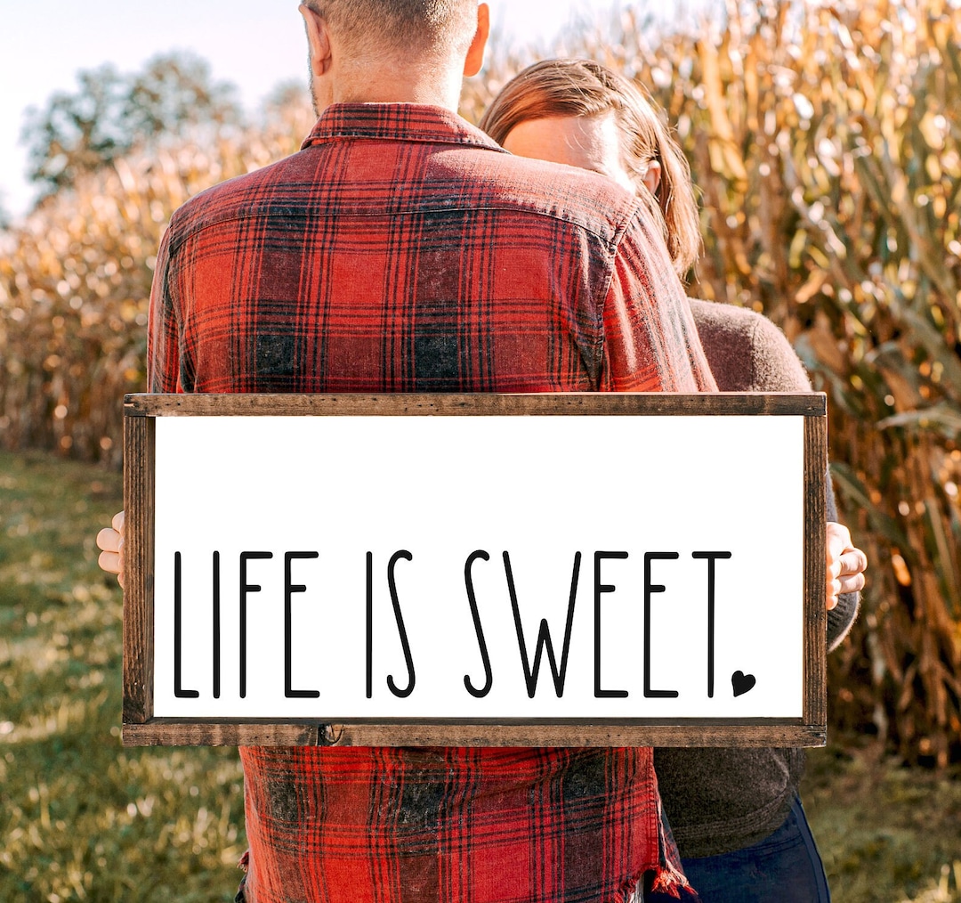Life is Sweet Wood Framed Sign Kitchen Sign Bakery Sign Wall Art Living ...