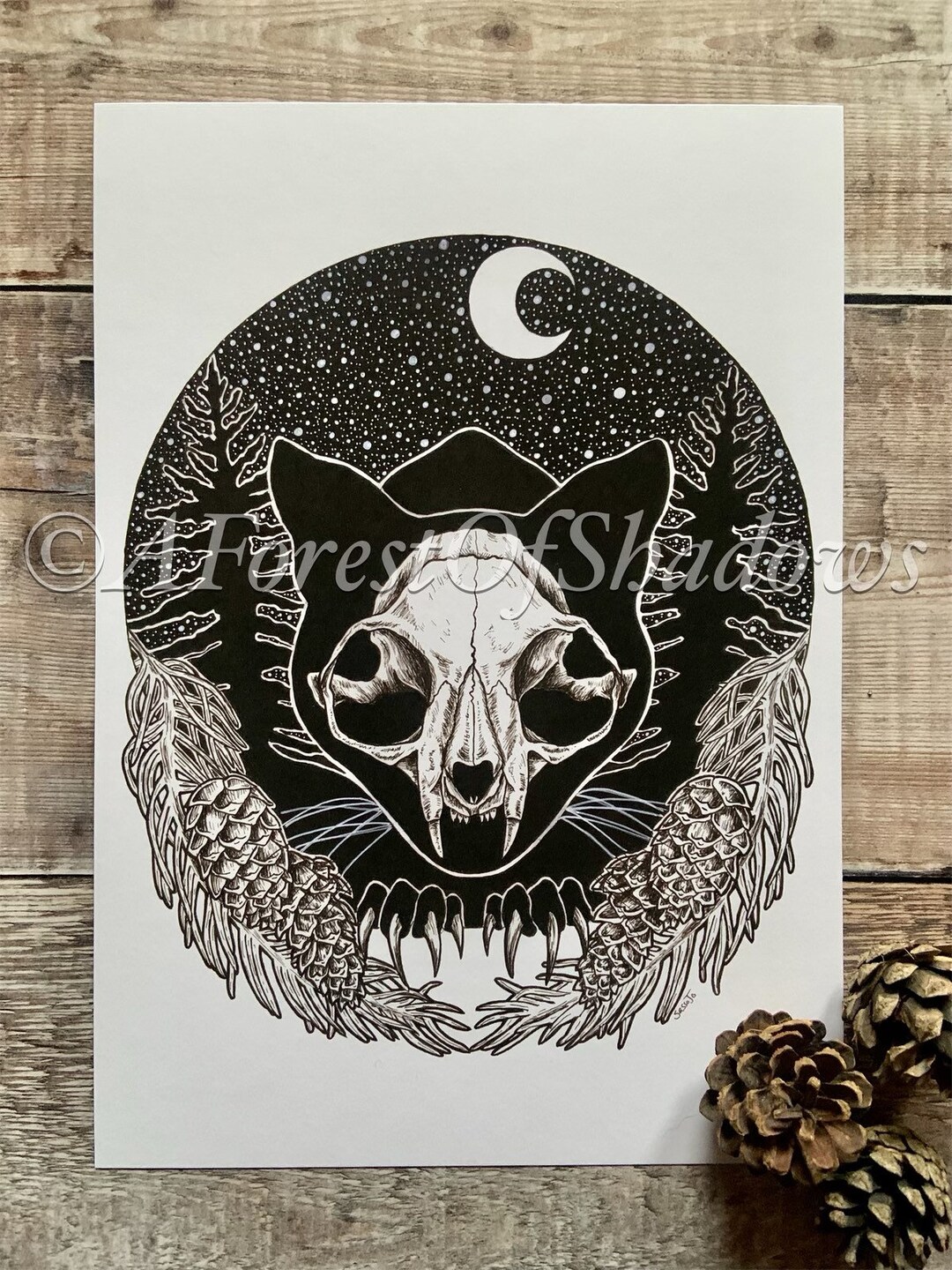 Jolakotturinn Yule Cat A4 Art Print | Folklore Art | Pagan Witchy ...
