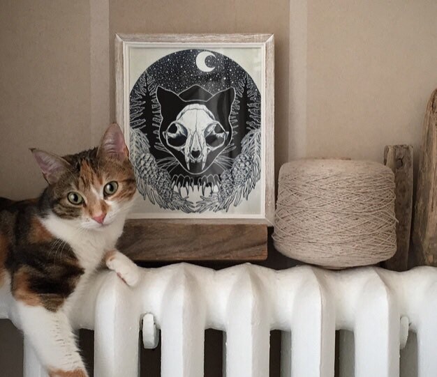 Jolakotturinn Yule Cat A4 Art Print | Folklore Art | Pagan Witchy ...