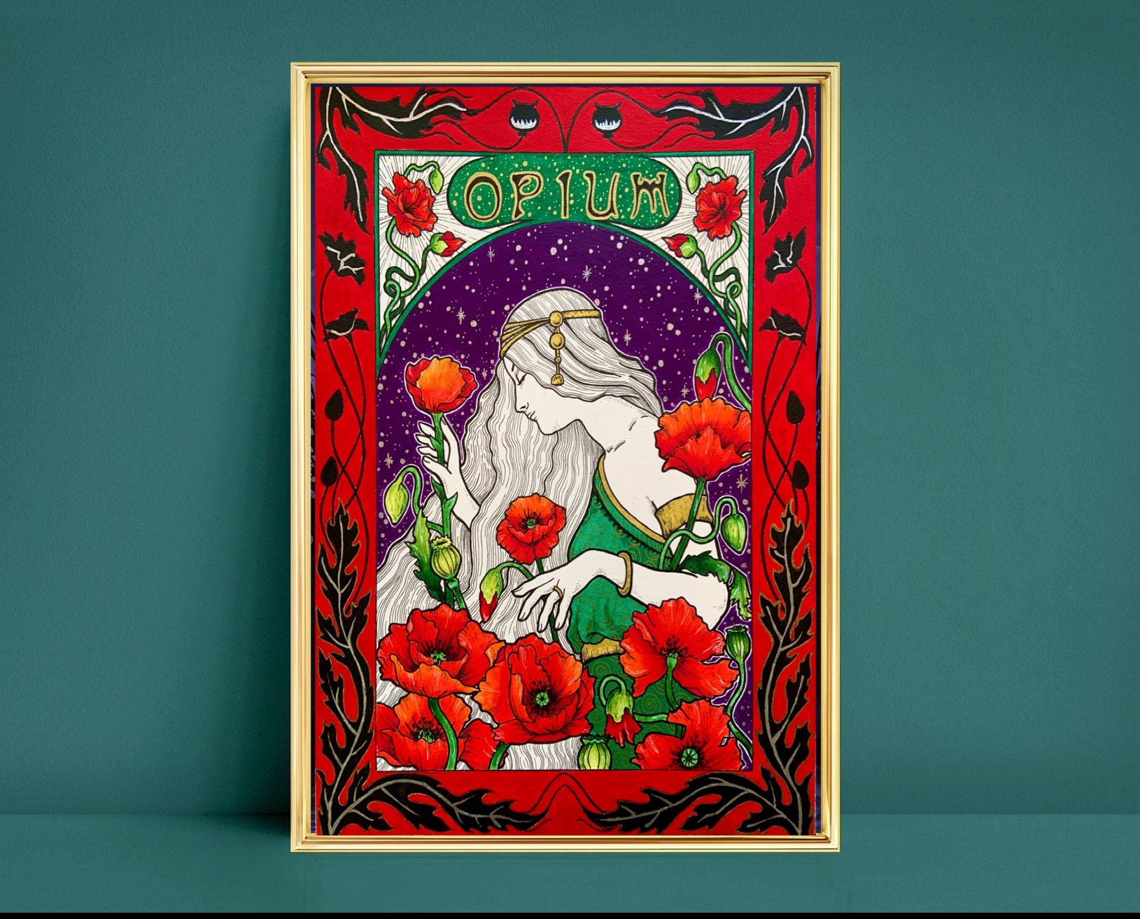 Opium Art Nouveau A4 Art Print Psychedelic Art Botanical | Etsy