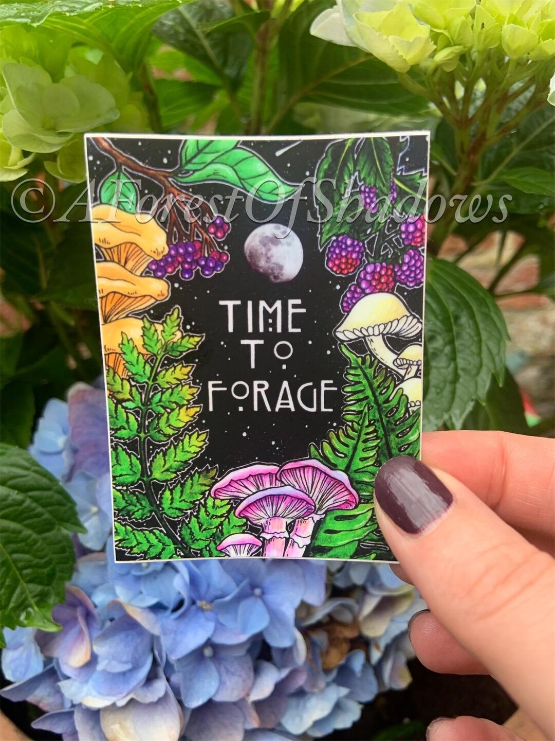 Time to Forage Sticker, Fungi Art Sticker, Journal Sticker, Stationery ...