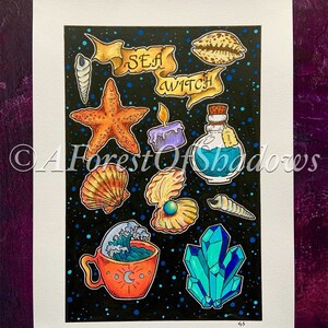 Sea Witch Aesthetic Original Artwork Witchy Art Cottagecore - Etsy