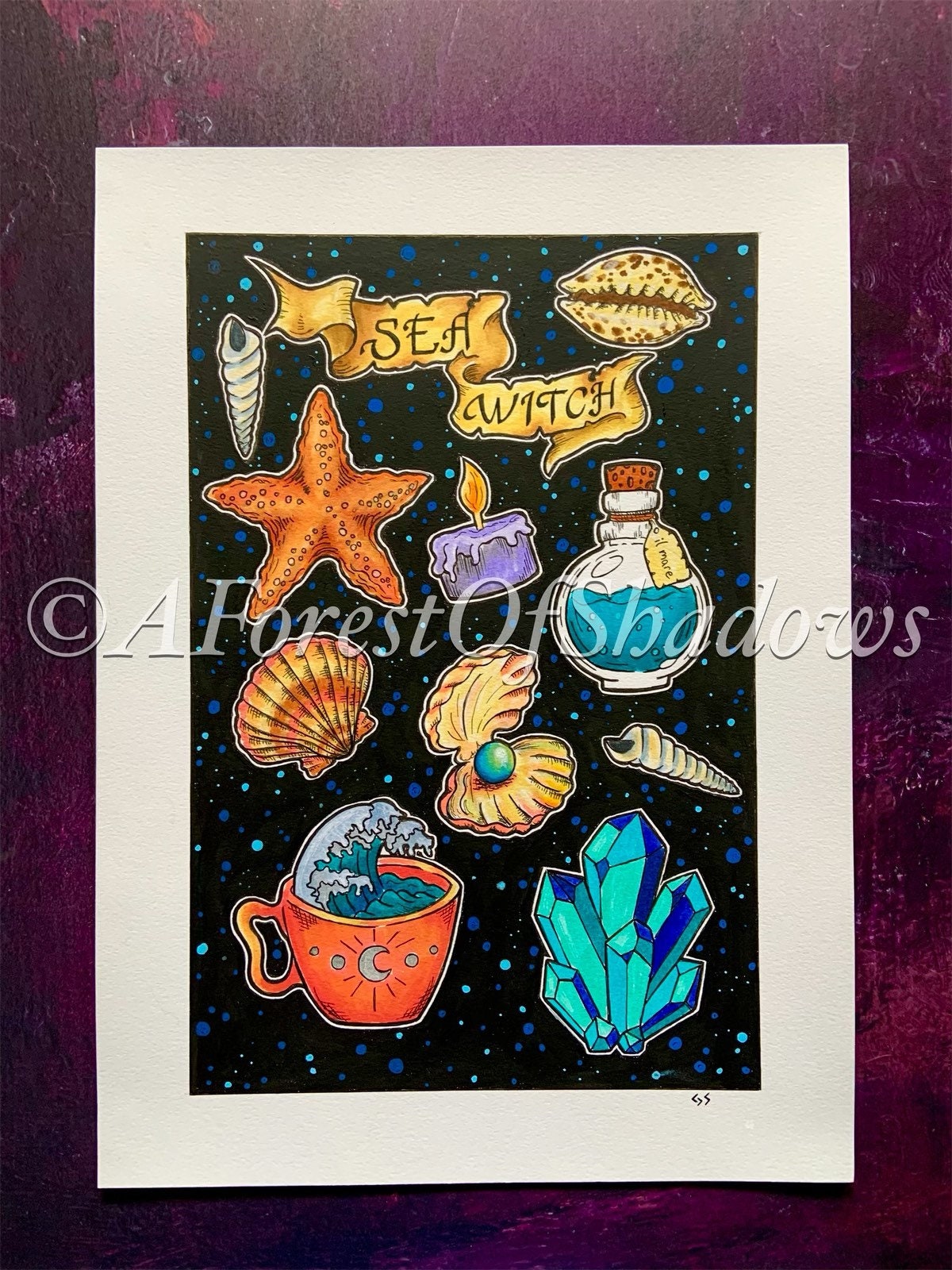 Sea Witch Aesthetic Original Artwork Witchy Art Cottagecore - Etsy