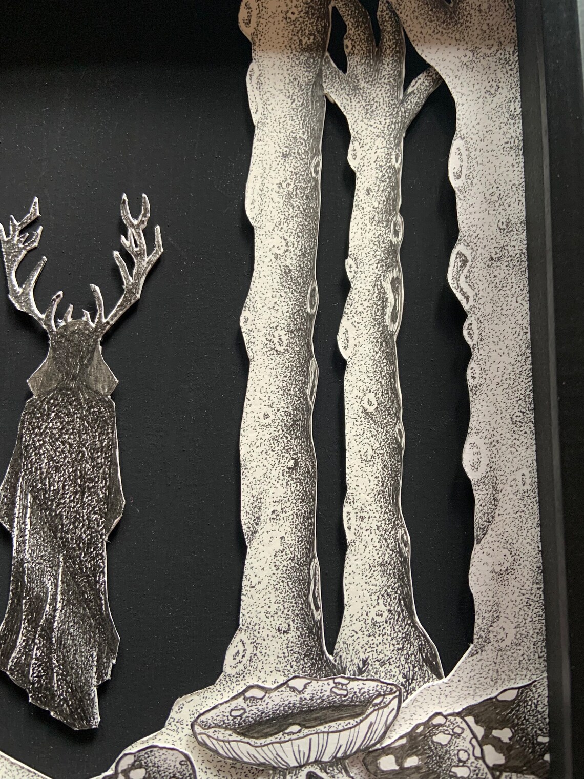 Horned God Framed Paper Cut Art, Dark Forest Wall Art, Box Frame Art ...