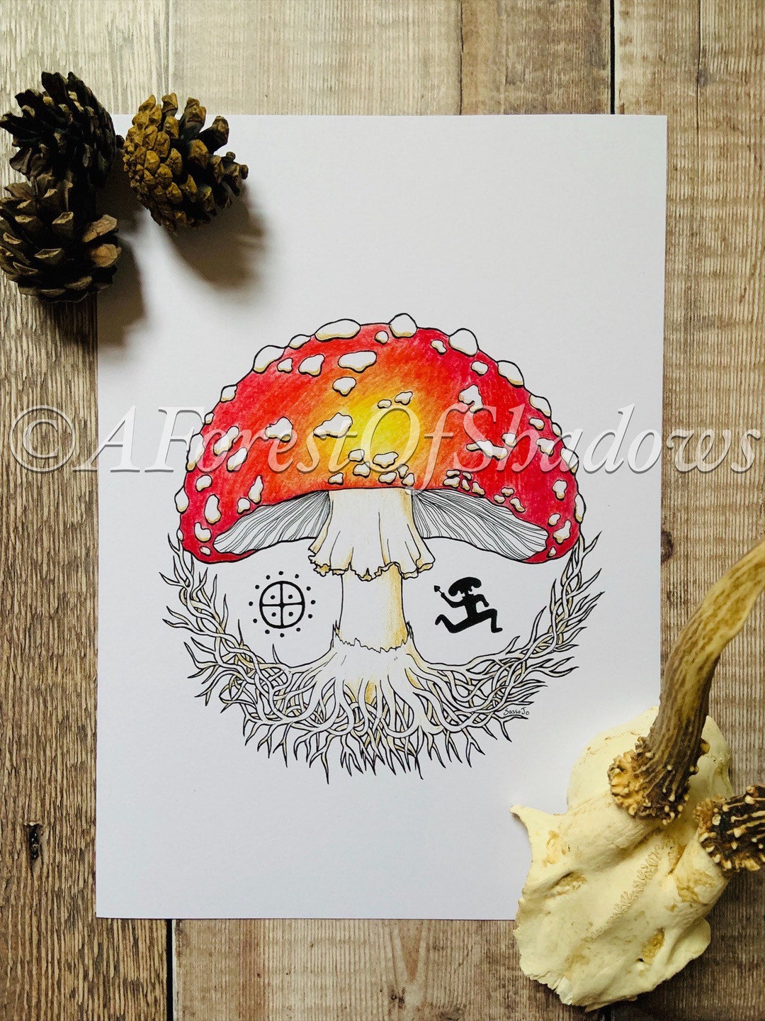 Ancient Muscaria A4 Art Print Amanita Muscaria Magic Mushroom Art