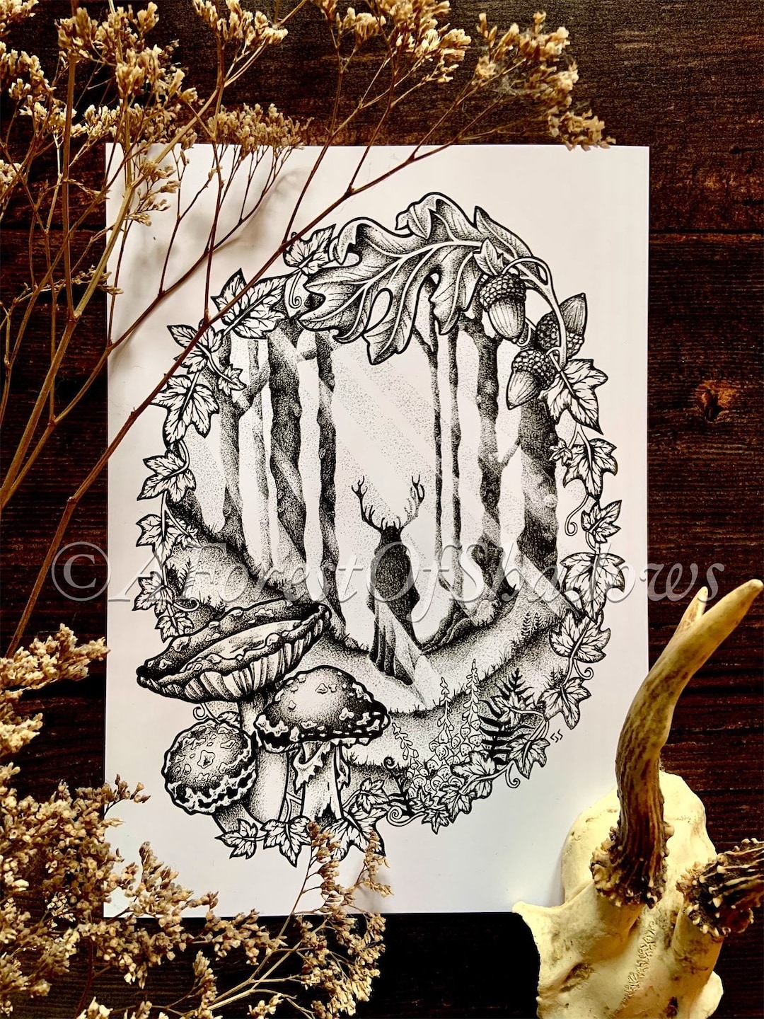 Herne the Hunter A4 Art Print, Horned God Art, Pagan Wall Art, Dark ...