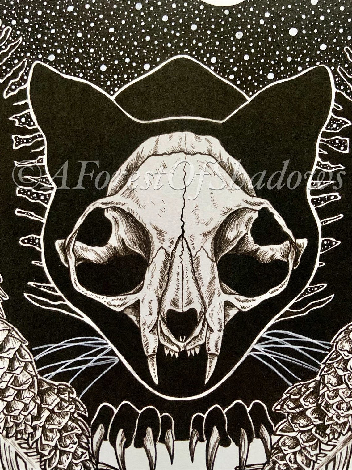 Jolakotturinn Yule Cat A4 Art Print | Folklore Art | Pagan Witchy ...