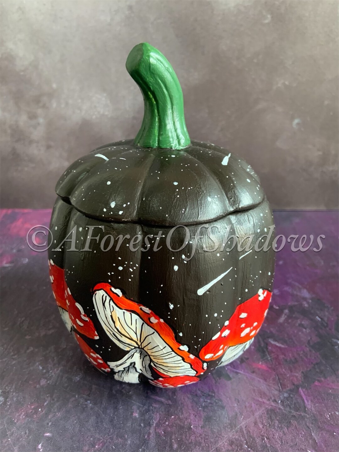 Amanita Hand Painted Ceramic Pumpkin Trinket Box, Halloween Decor ...