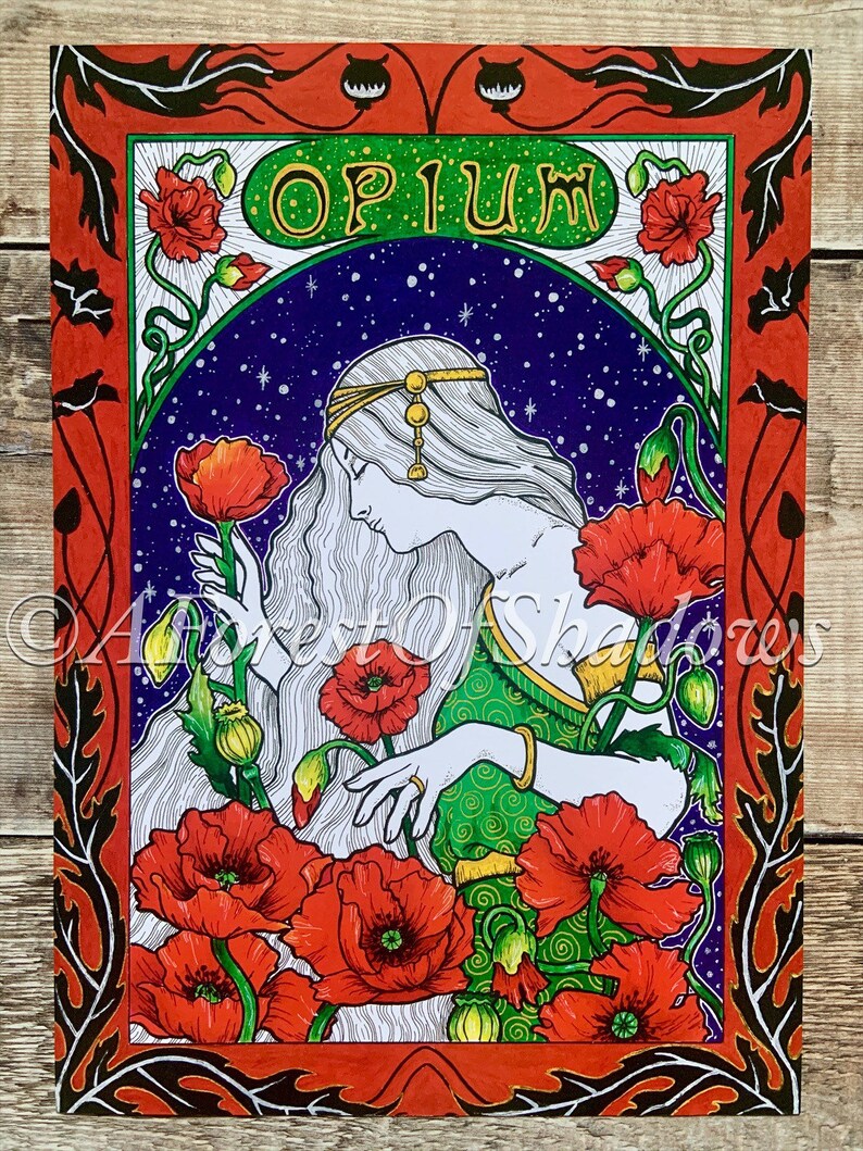 Opium Art Nouveau A4 Art Print Psychedelic Art Botanical - Etsy Ireland