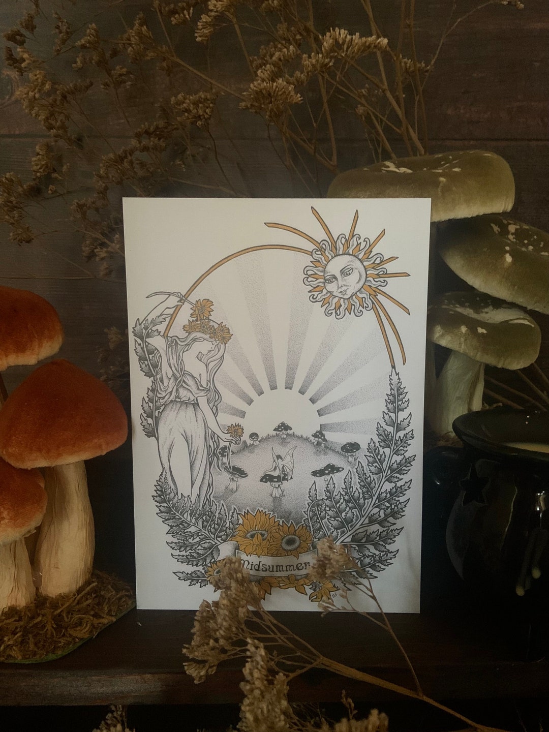 Midsummer Litha A5 Art Print, Altar Card, Summer Solstice Art, Pagan ...