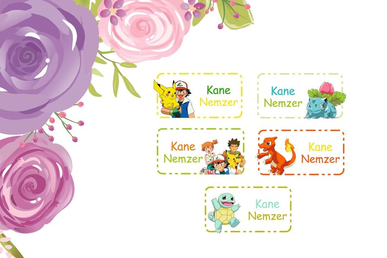 12 pokemon school labels Name Sticker LabelLabels for | Etsy