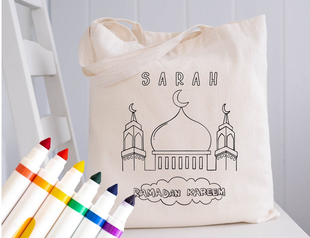 Personalized Ramadan Bag, Color Your Own Masjid Bag, Muslim Kids Gift ...