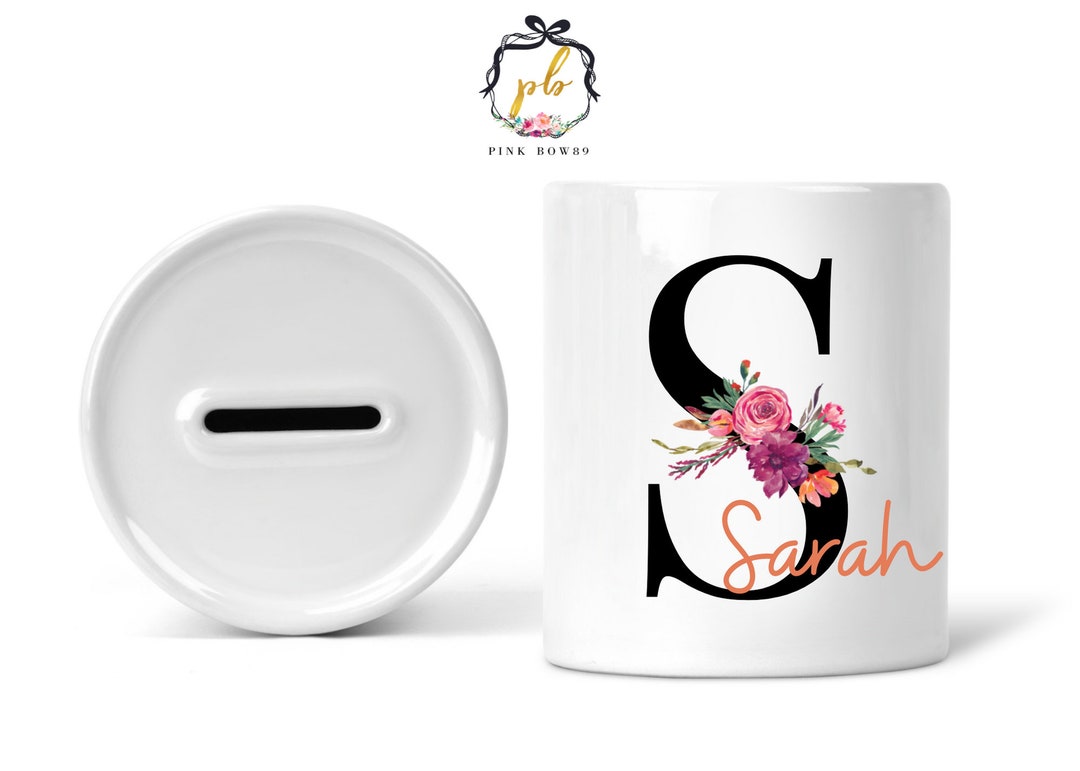 Personalised Ceramic Money Jar , Piggy Bank ,gift for Her , Custom Name ...
