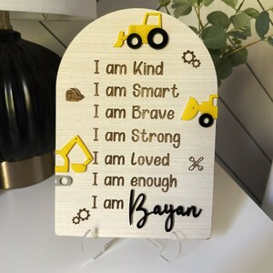 Personalized Construction Affirmations Sign, Kids Room Decor, Positive ...
