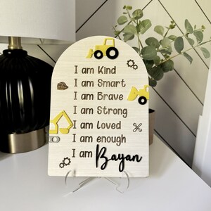 Personalized Construction Affirmations Sign, Kids Room Decor, Positive ...