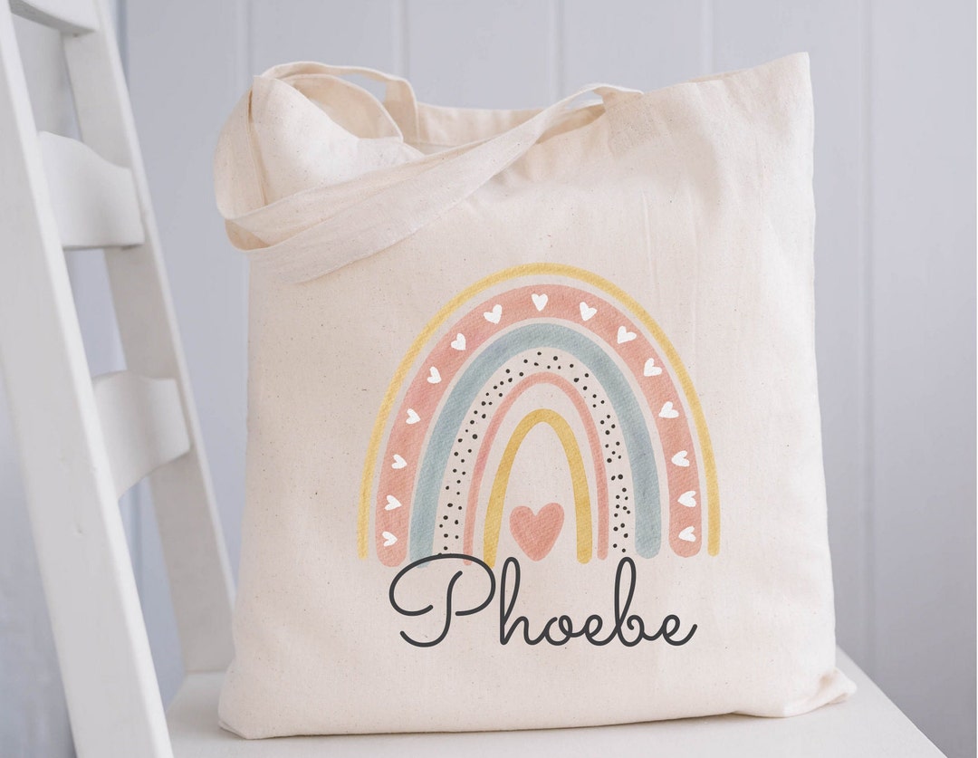 Personalized Boho Rainbow Tote Bag, Boho Rainbow Gift,custom Name Tote ...