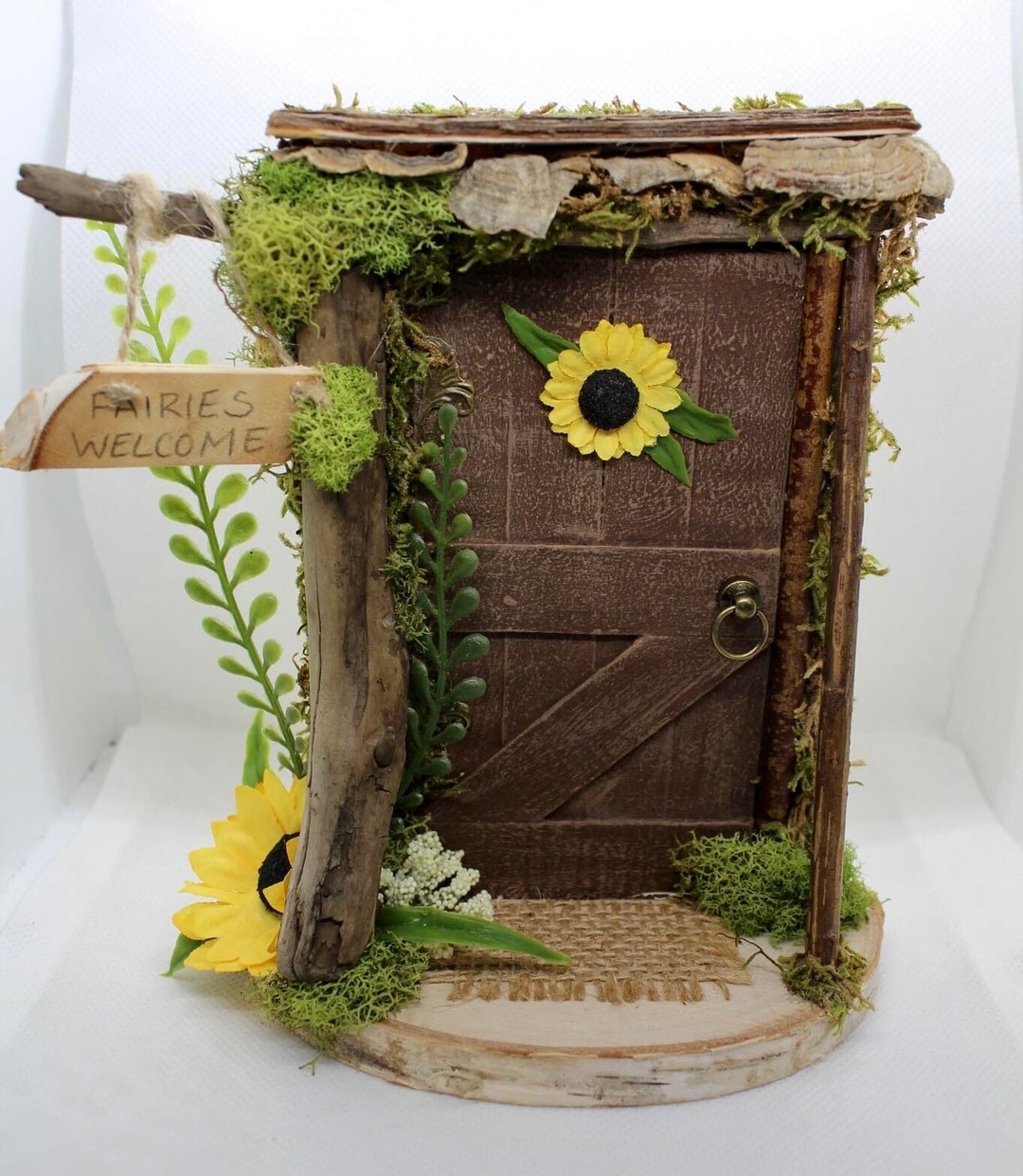 Woodland Sunflower Fairy Door Fairy Garden, Hobbit Hole, Miniature Door ...