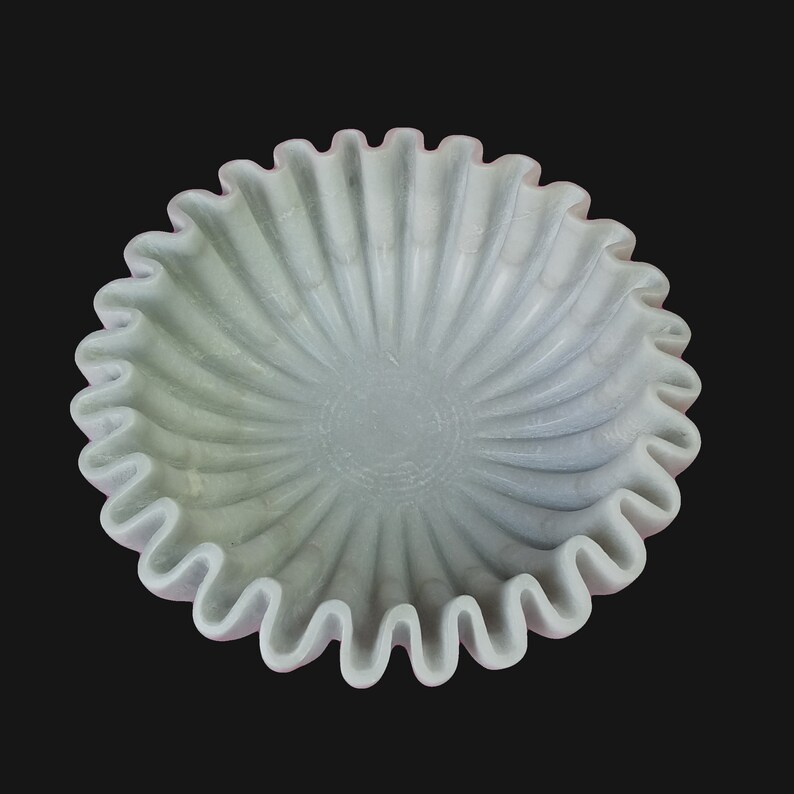 Large Decorative Bowl, Scalop Bowl, Marble Urli, Handcarved Ruffle Bowl ...