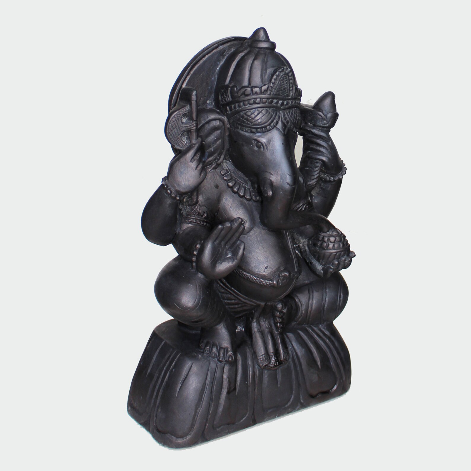 Lord Ganesh Handcarved Statue on Black Stone Hindu God of - Etsy