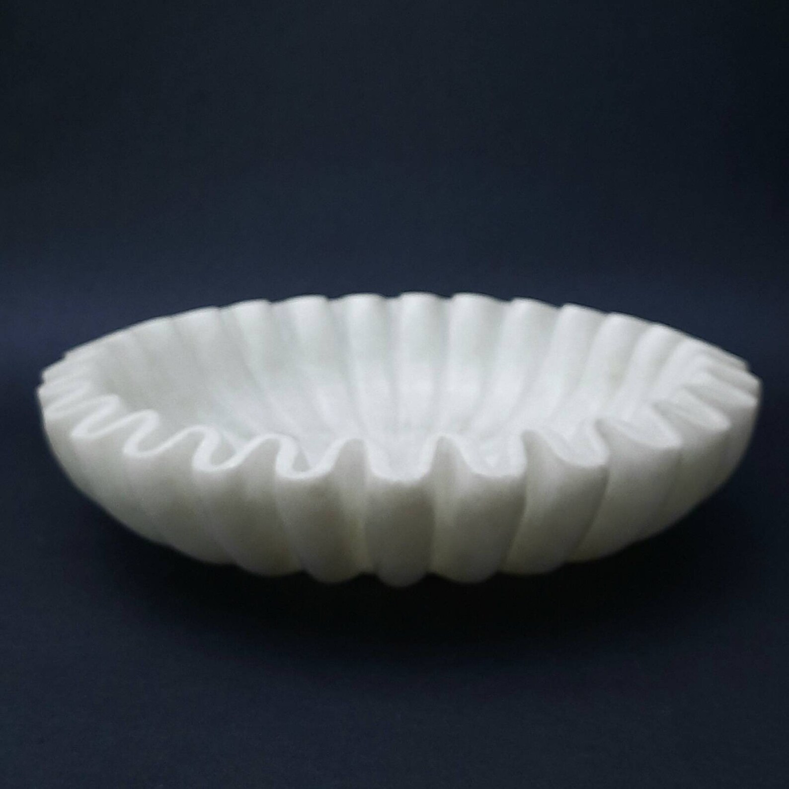Marble Bowl, Handmade Bowl, Decorative Bowl, Marble Ripple Bowl, Ruffle ...