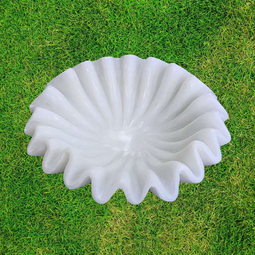 Decorative Marble Scallop Bowl , Ruffled Marble Bowl, Flower Bowl ...