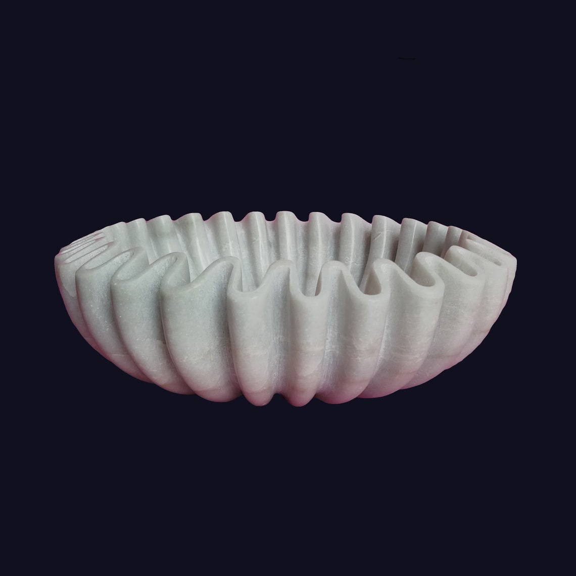 Large Decorative Bowl, Scalop Bowl, Marble Urli, Handcarved Ruffle Bowl ...