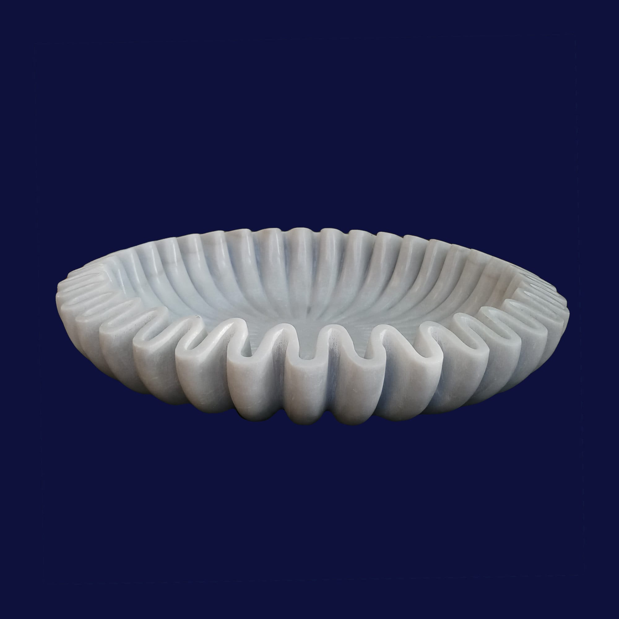 Large Decorative Marble Flower Bowl Urli, Handcarved Rippled Bowl ...