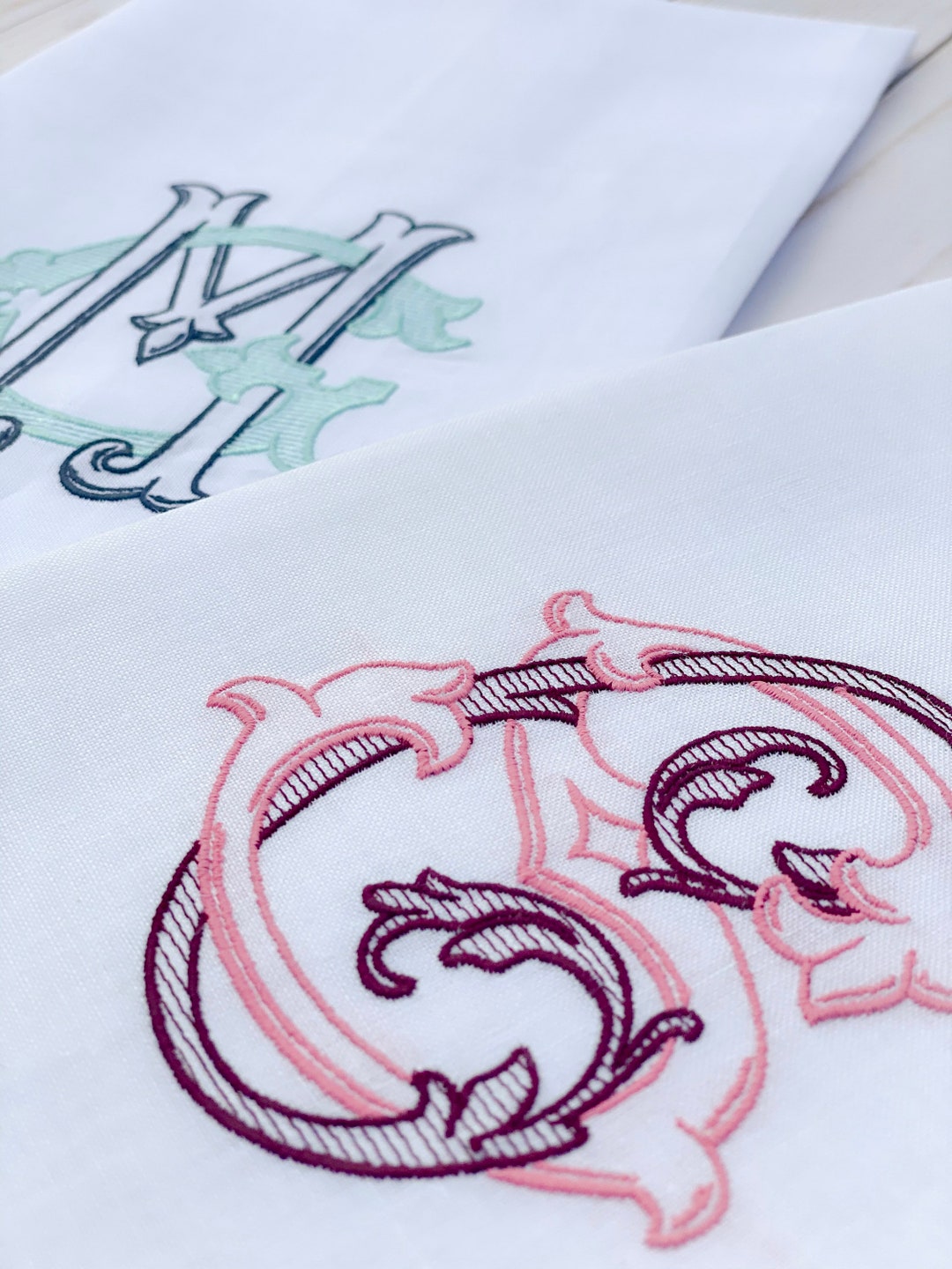 CUSTOM 2-letter Intertwined Monogram Linen Hand Towel - Etsy