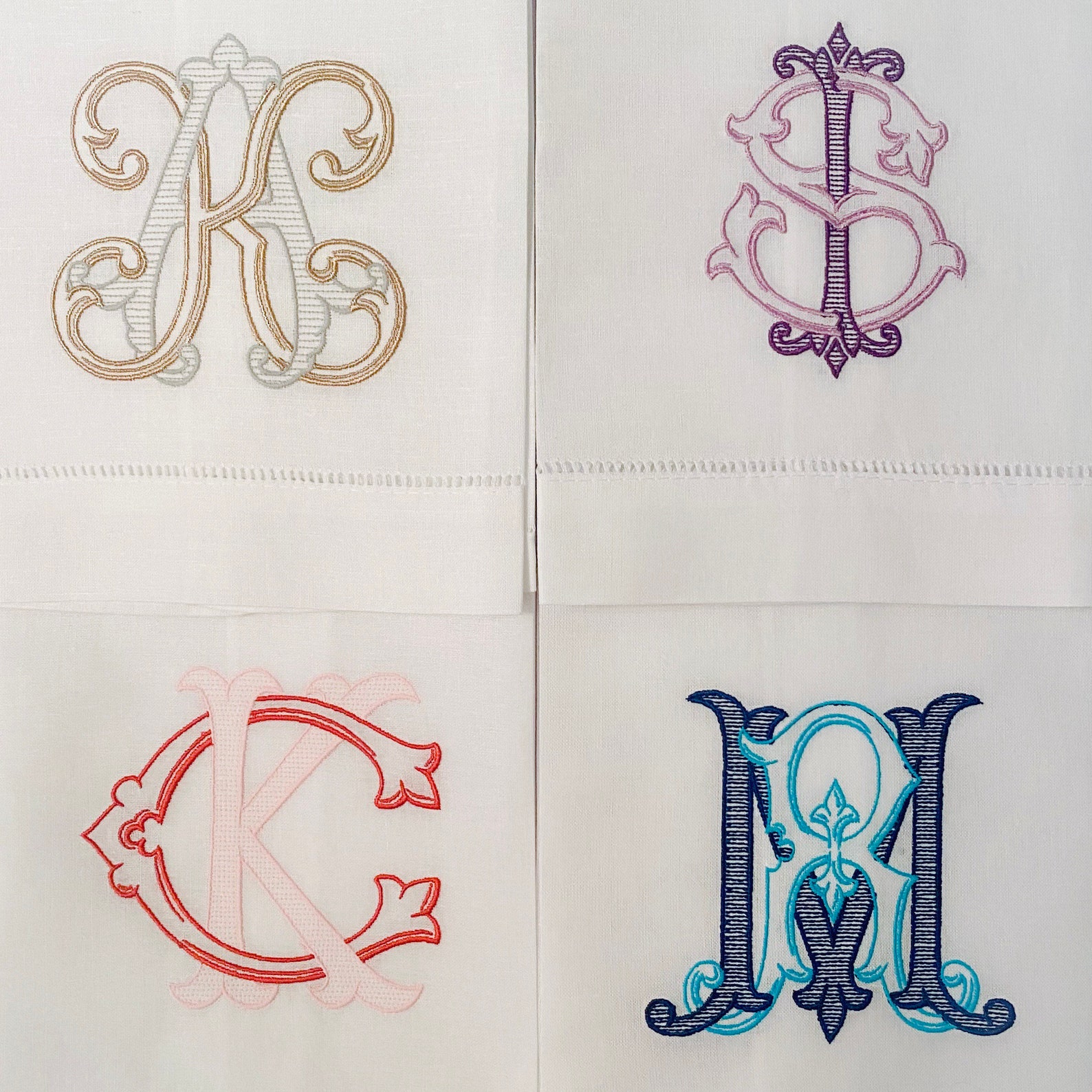 CUSTOM 2-letter Intertwined Monogram Linen Hand Towel - Etsy