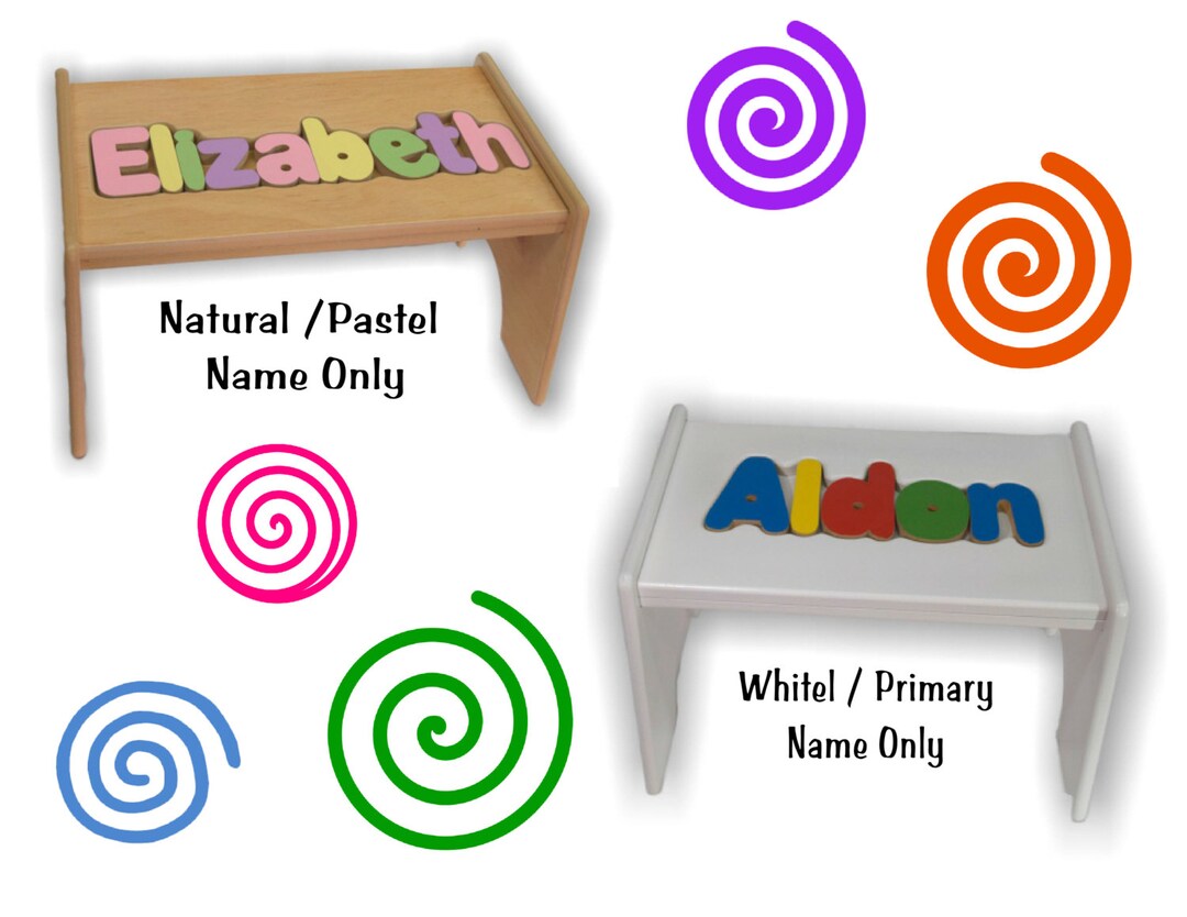 Personalized Wood Puzzle Stool Baby Shower Gift / Toddler Chair/ Step ...