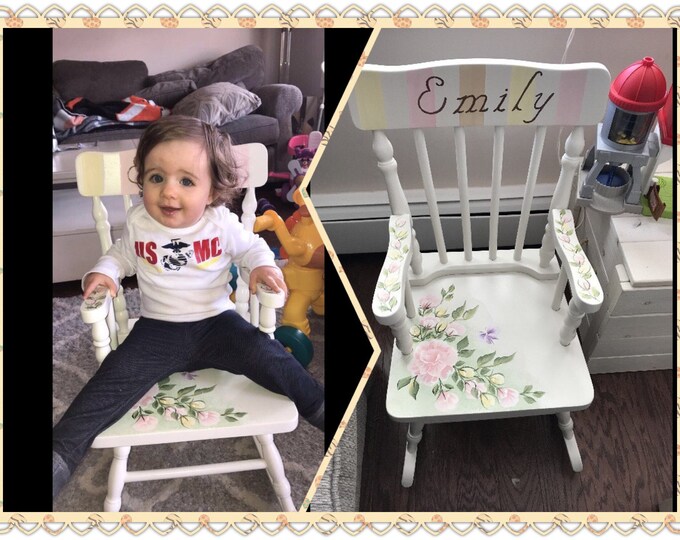 Child's Rocking Chair, Hand Painted Rocker, Baby Shower Gift, Hand ...