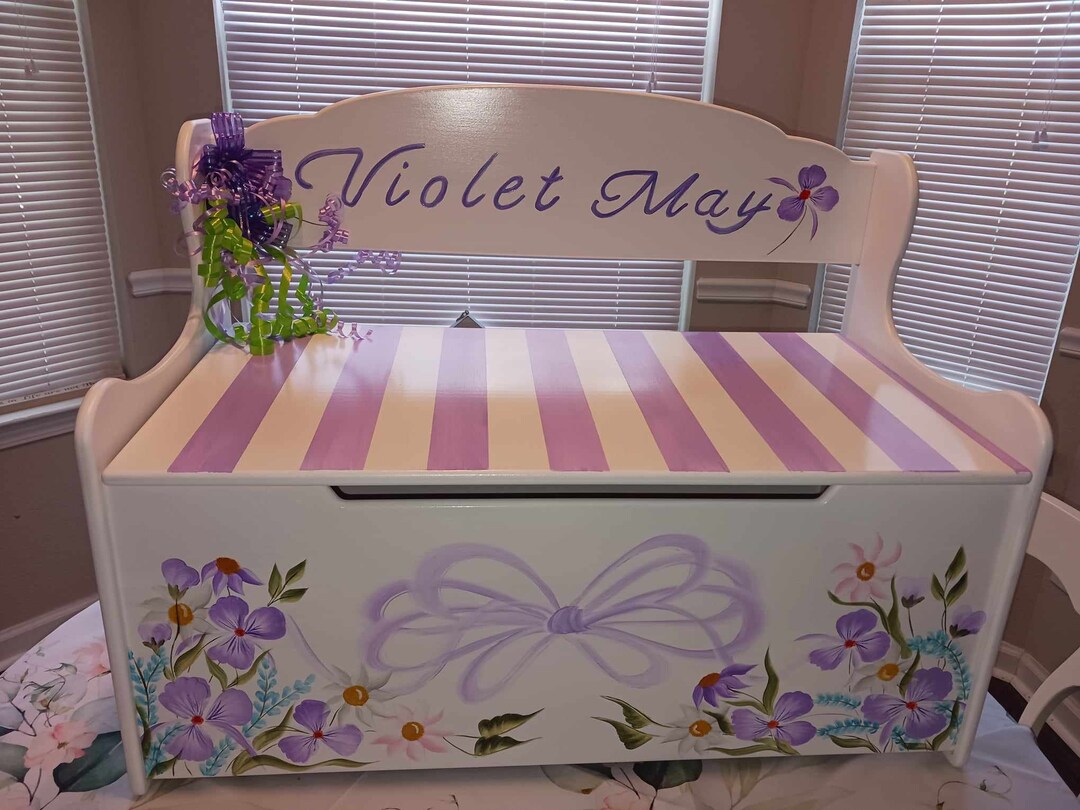 Wood Hand Painted & Personalized Toy Box Deacons Bench 24 W X 12 D X 15 ...