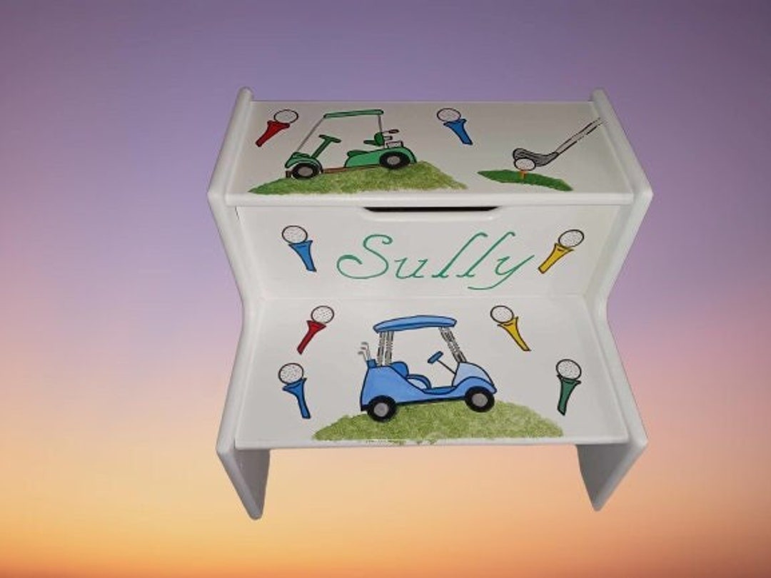Hand Painted Personalized Child's Wood 2 Step Stool - " Sully " Hand ...