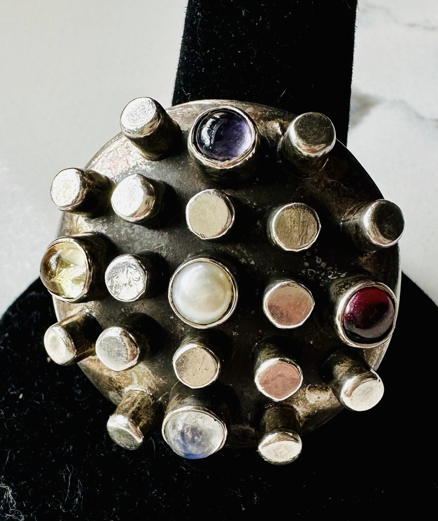 Gorgeous and Huge Modernist Sputnik Midcentury Sterling Ring With ...