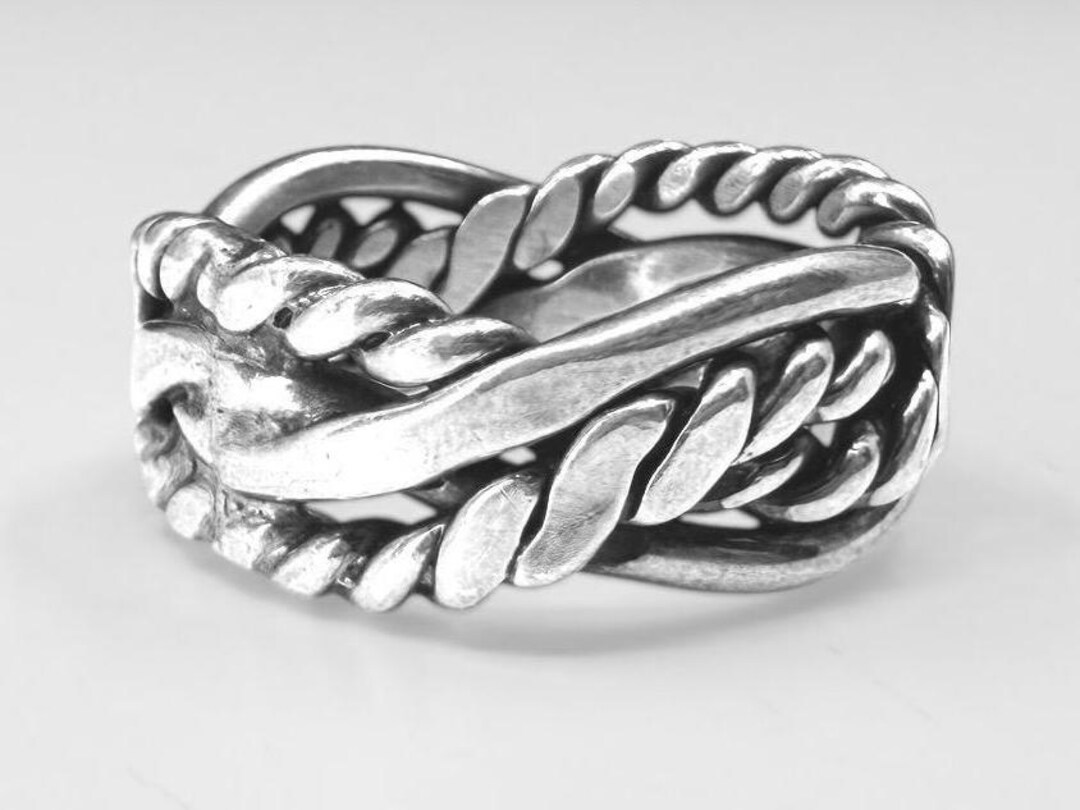Vintage Mexico Sterling Silver Interlocking Braided Rope Twist Ring ...