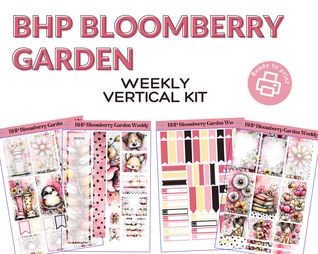 Bloomberry Garden Weekly Planner Sticker Kit, Vertical Layout (digital ...
