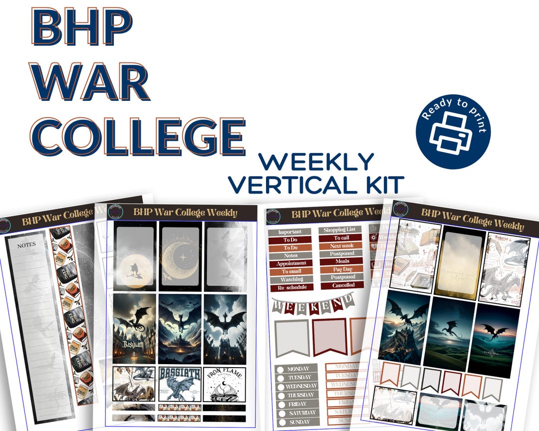 Fourth Wing Inspired Weekly Planner Stickers, BHP War College Kit ...
