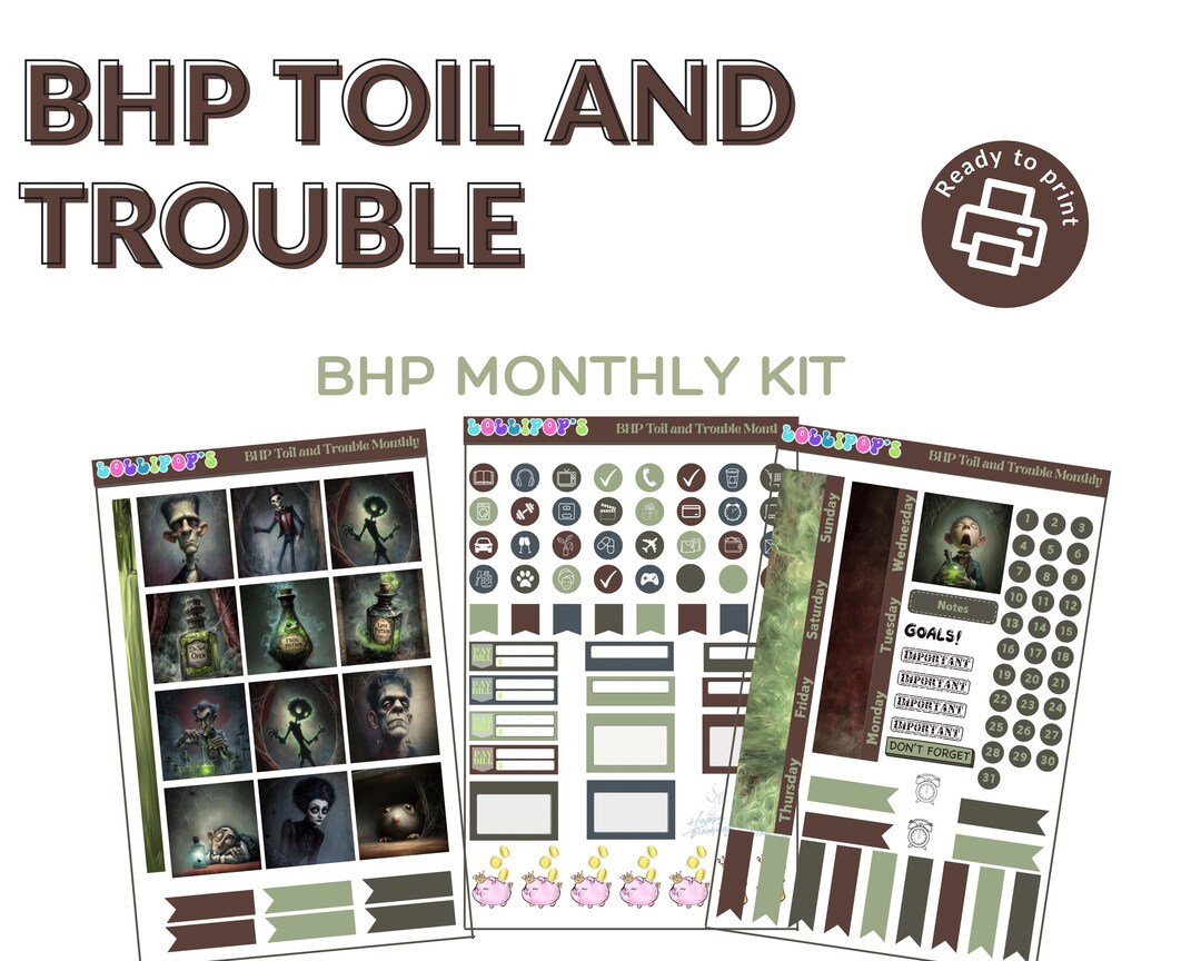 Halloween Planner Stickers: Toil and Trouble Big Happy Planner Kit ...