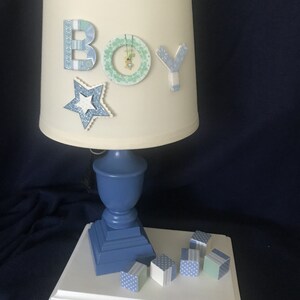 Unique Handmade Boy Infant/toddler Table Lamp in Blues, Greens and ...