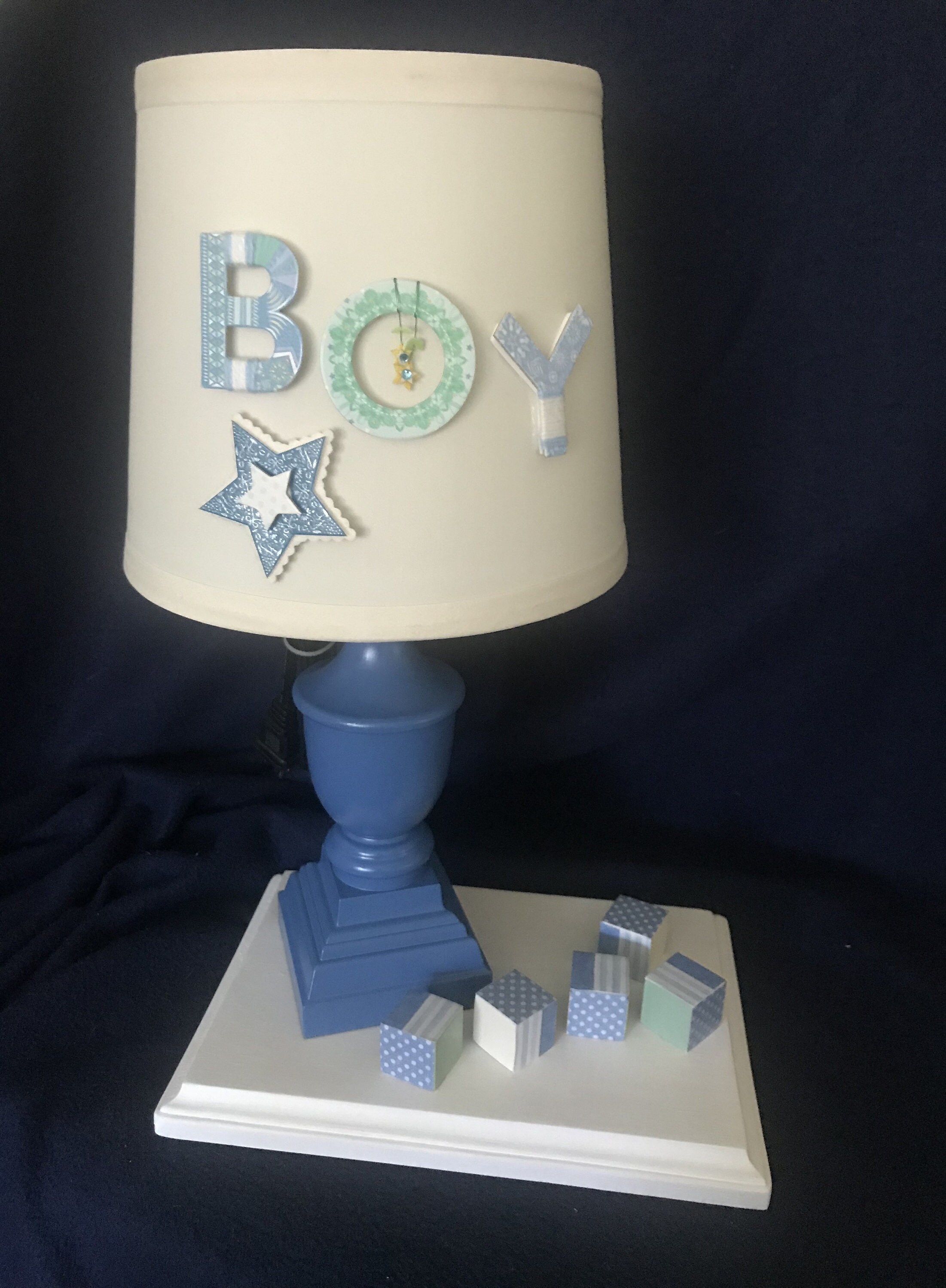 Unique Handmade Boy Infant/toddler Table Lamp in Blues, Greens and ...