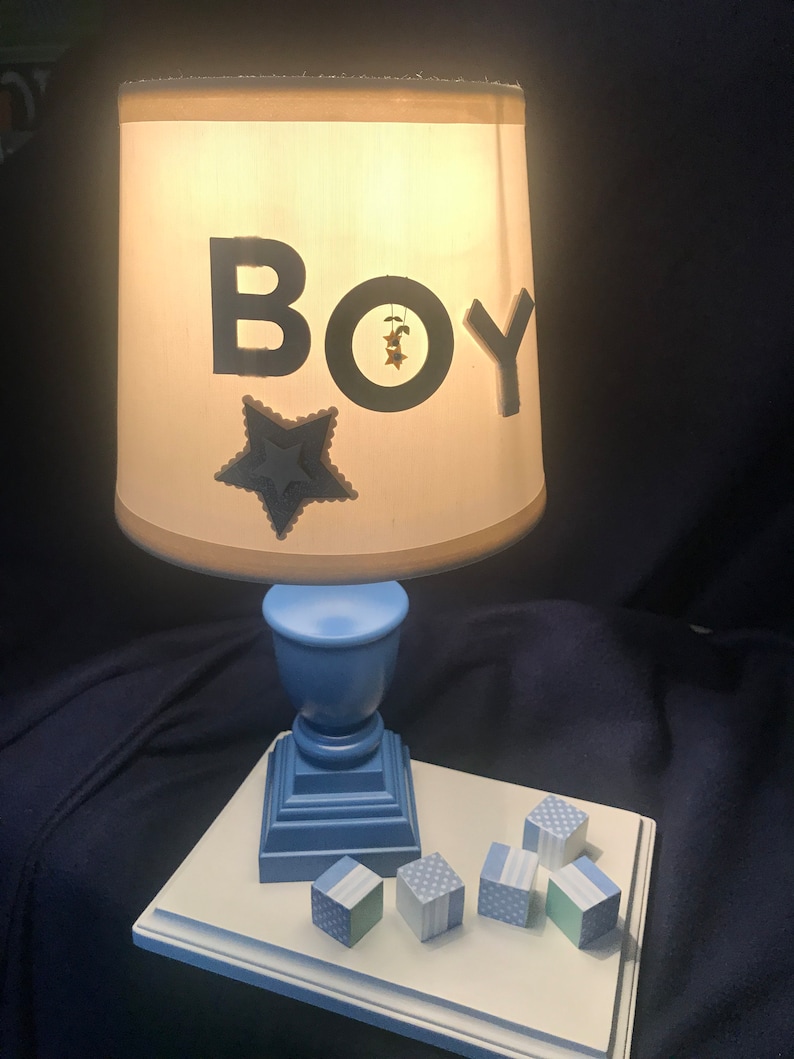 Unique Handmade Boy Infant/toddler Table Lamp in Blues, Greens and ...