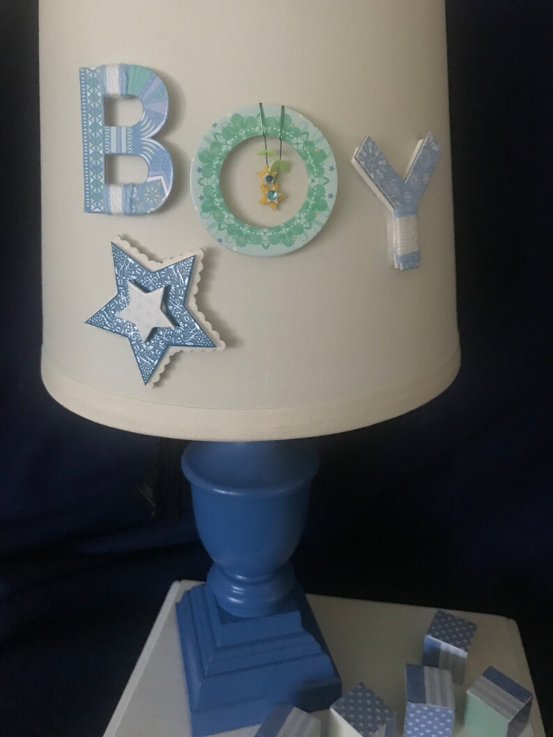 Unique Handmade Boy Infant/toddler Table Lamp in Blues, Greens and ...