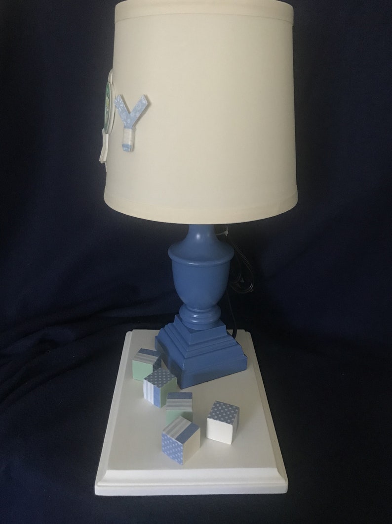 Unique Handmade Boy Infant/toddler Table Lamp in Blues, Greens and ...
