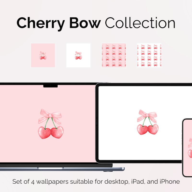 Cherry Bow Wallpaper - Etsy