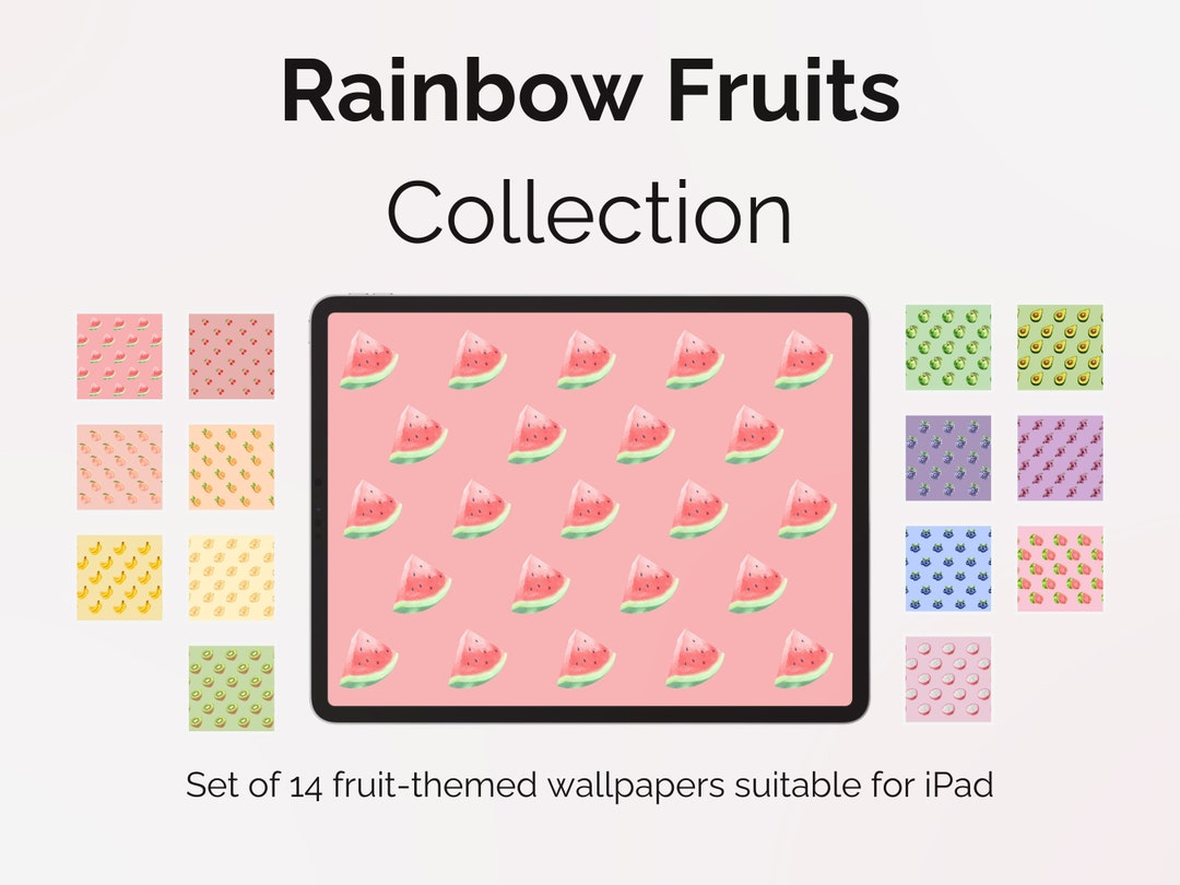 Digital Rainbow Fruits iPad Wallpaper Collection Aesthetic Minimalistic ...