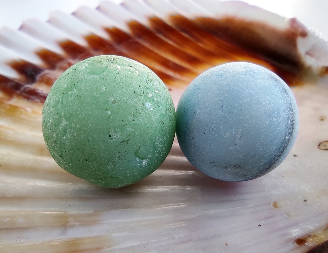2 Opaque Sea Glass Marbles, Opaque Sea Glass Marble, Please Read ...