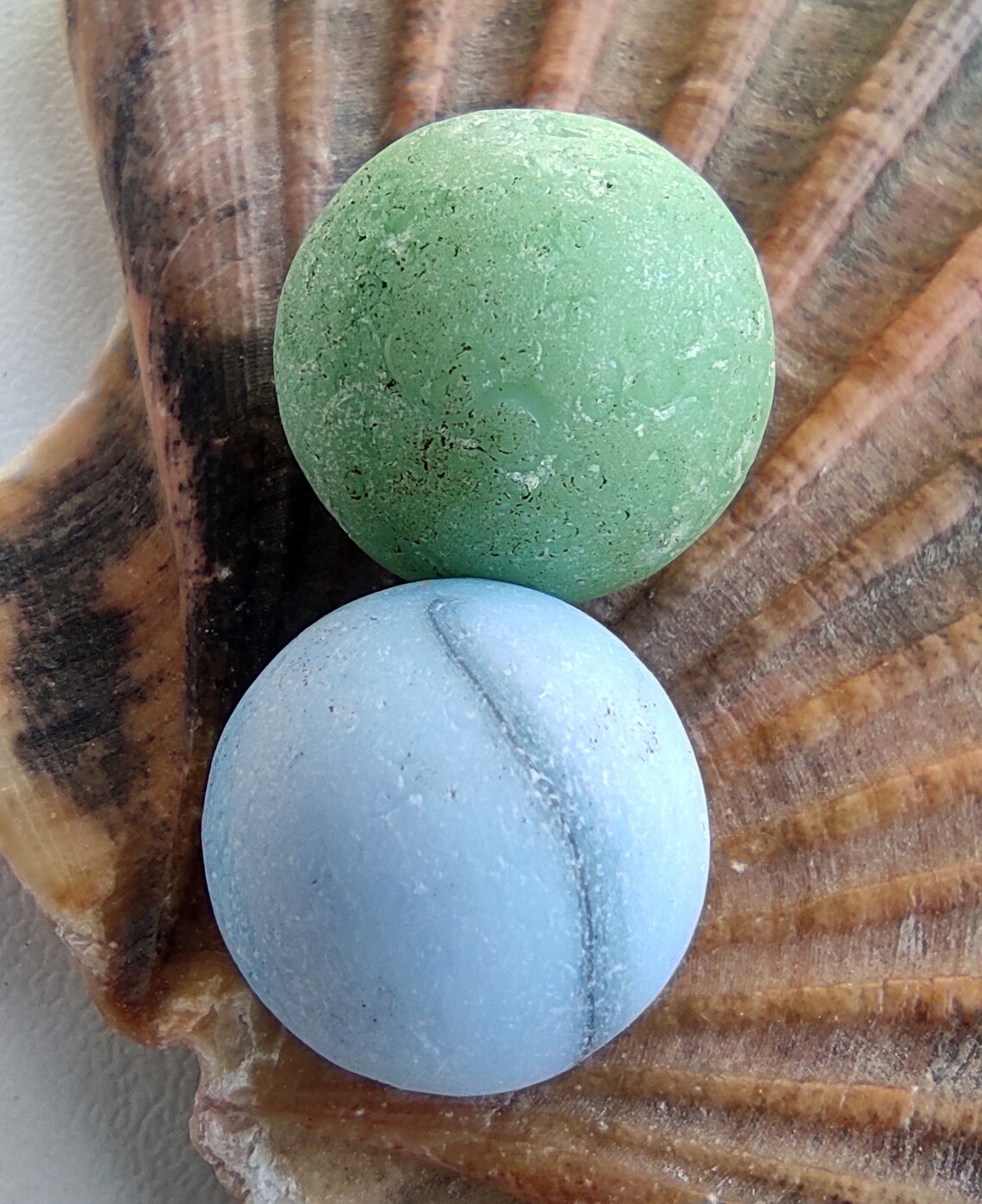 2 Opaque Sea Glass Marbles, Opaque Sea Glass Marble, Please Read ...